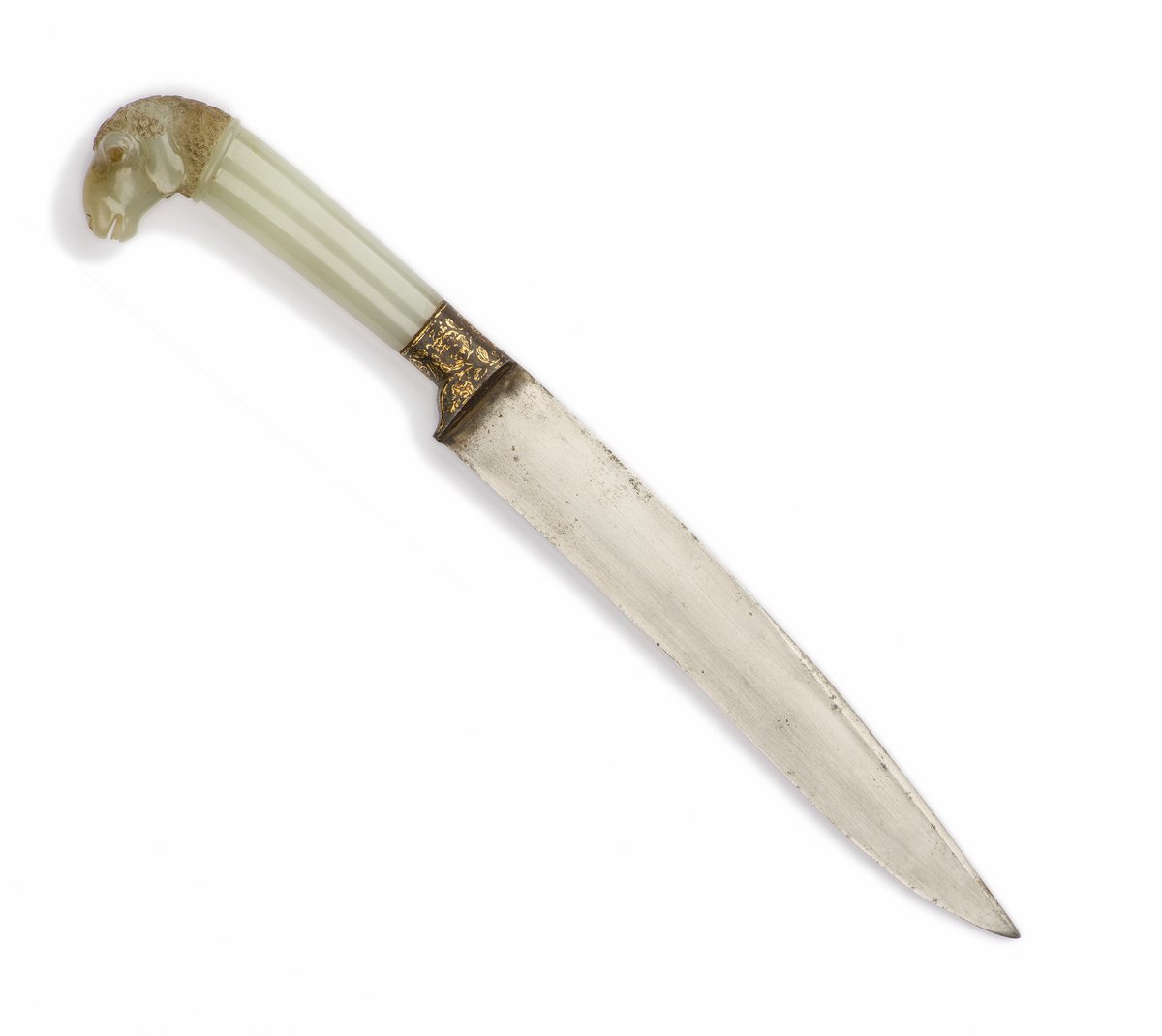 Engraved Steel Dagger with Nephrite Jade Ewe-Shaped Hilt - Qatar Museums